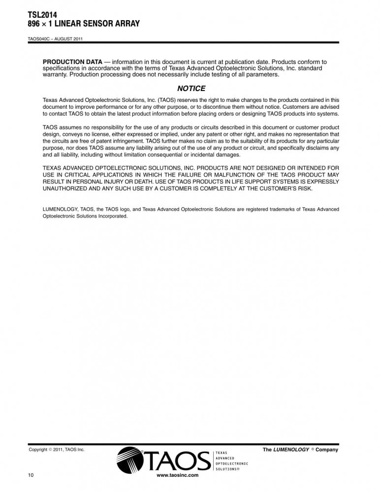 TSL2014 datasheet page 10