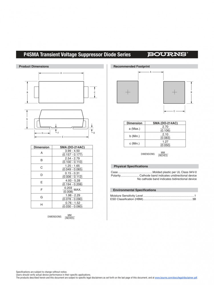 BOURNS P4SMA datasheet page 4