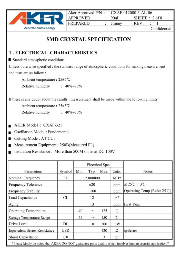 AKER CXAF-012000-3-AL-06 technical document page 3
