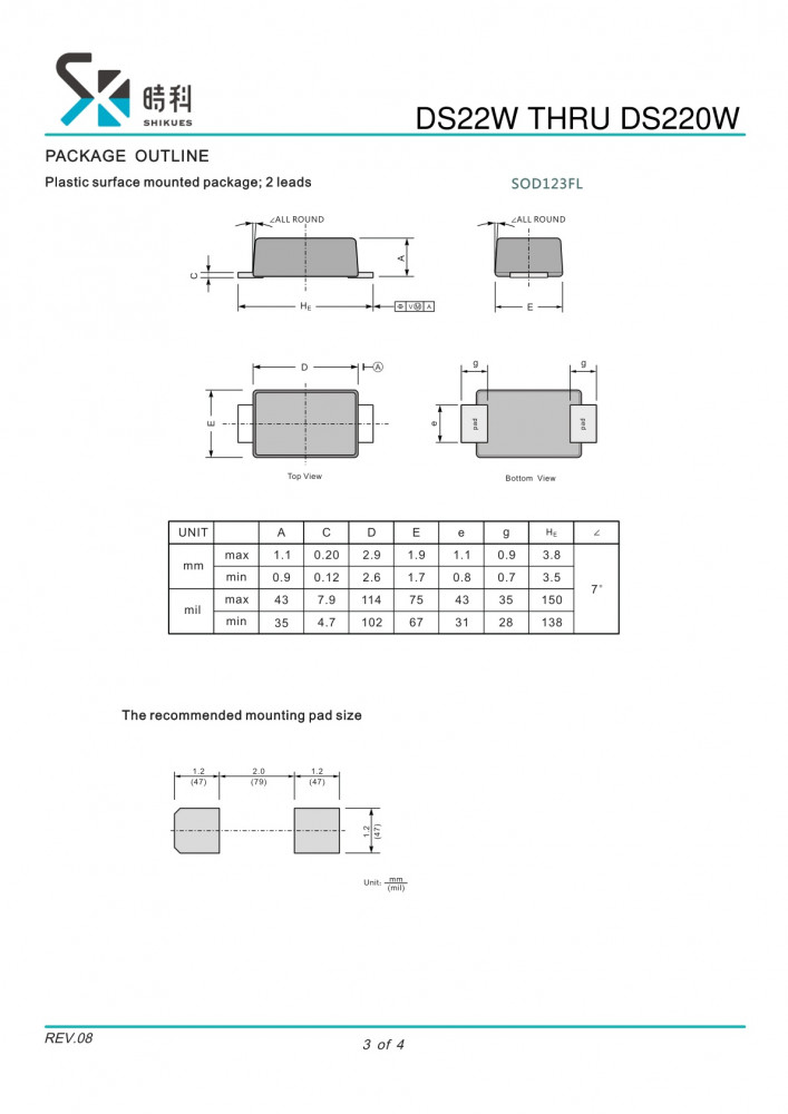 DS220W datasheet page 3