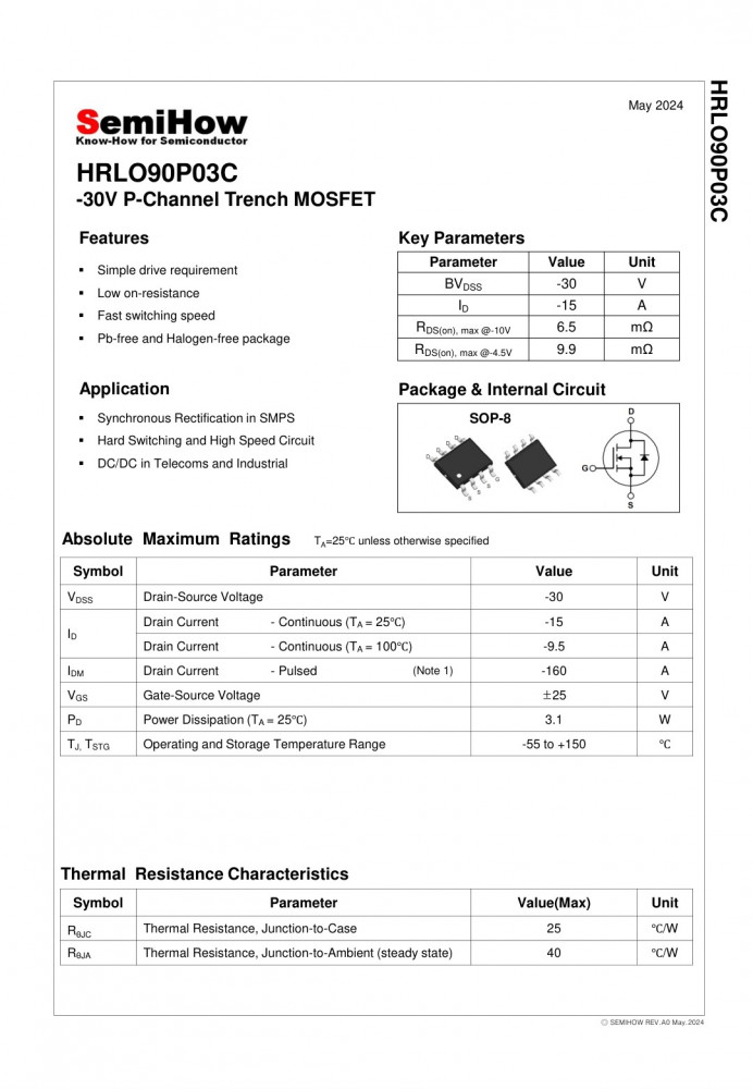 HRLO90P03C datasheet page 1