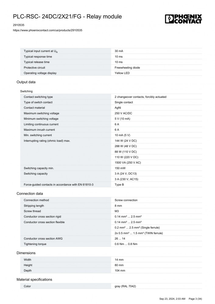 Phoenix Contact 2910535 technical document page 3