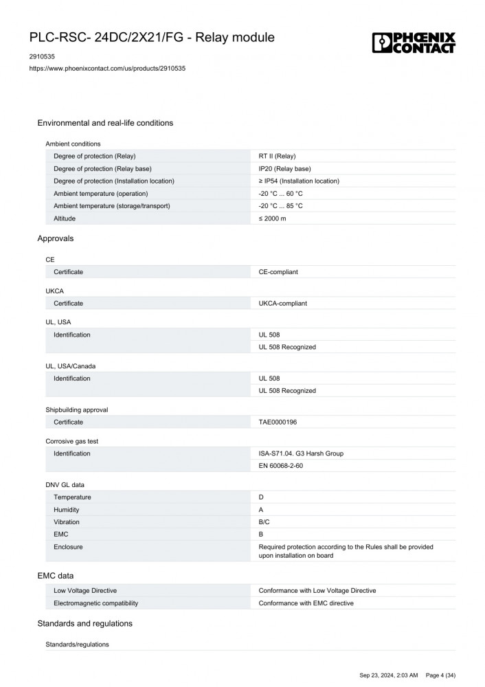 Phoenix Contact 2910535 technical document page 4