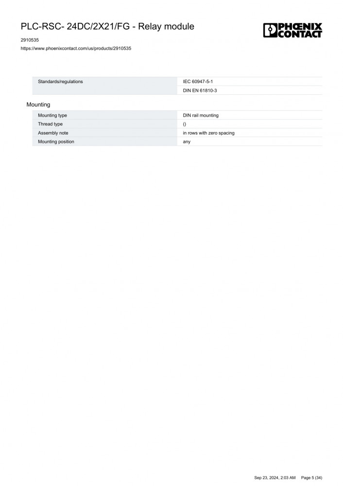 Phoenix Contact 2910535 technical document page 5