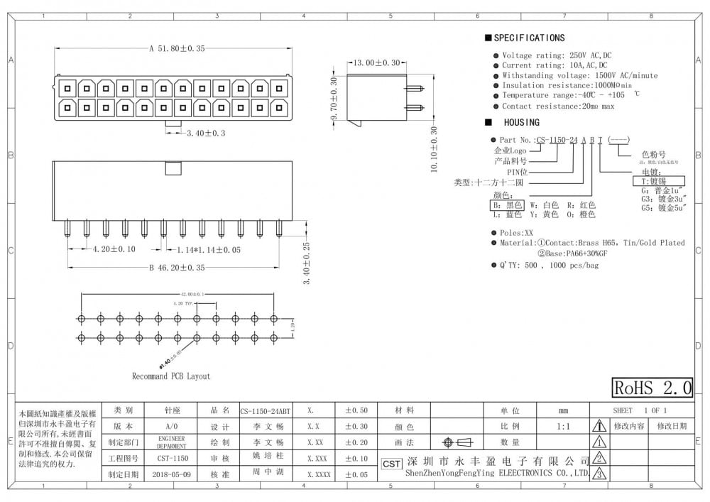 CST CS-1150-24ABT technical drawing
