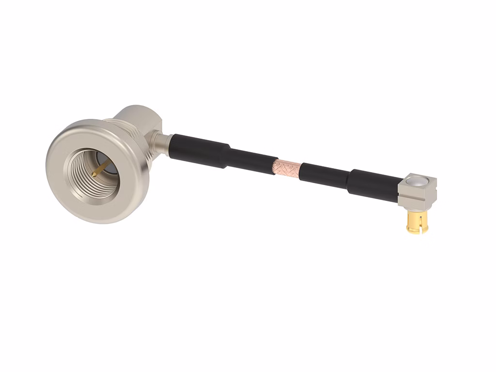MMCX Straight Plug to SMA Straight Bulkhead Jack on RG-178 Cable, 457.20mm Length, 50 Ohms