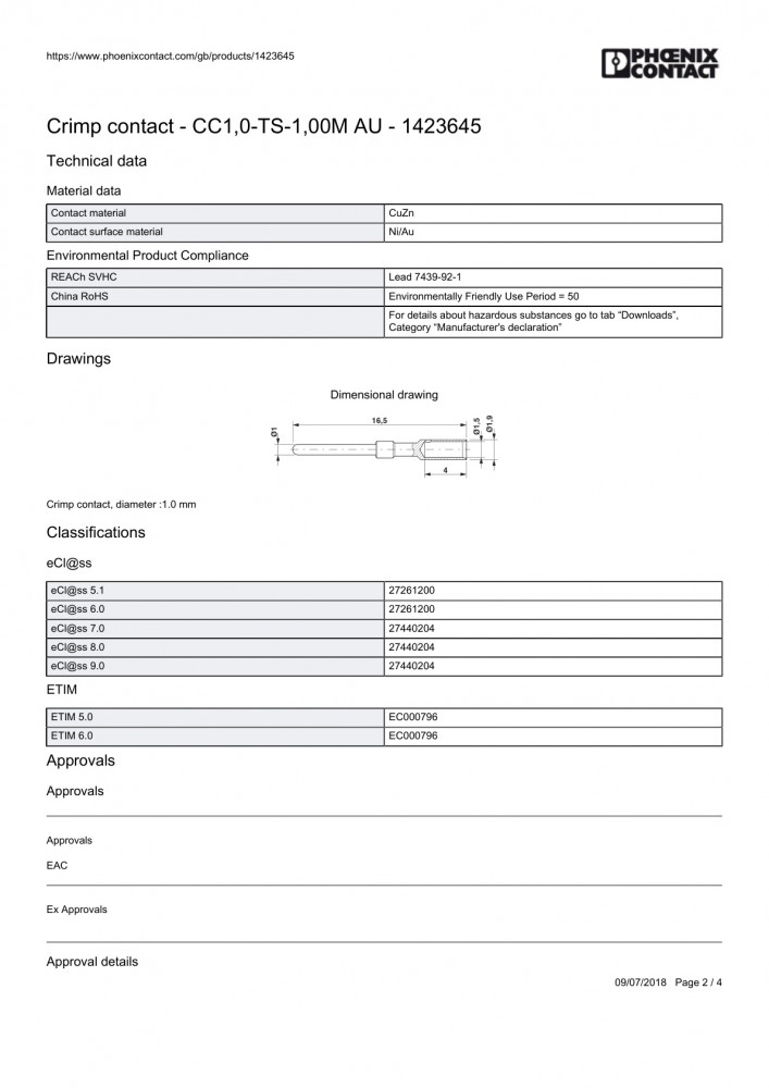 Phoenix Contact 1423645 technical document page 2