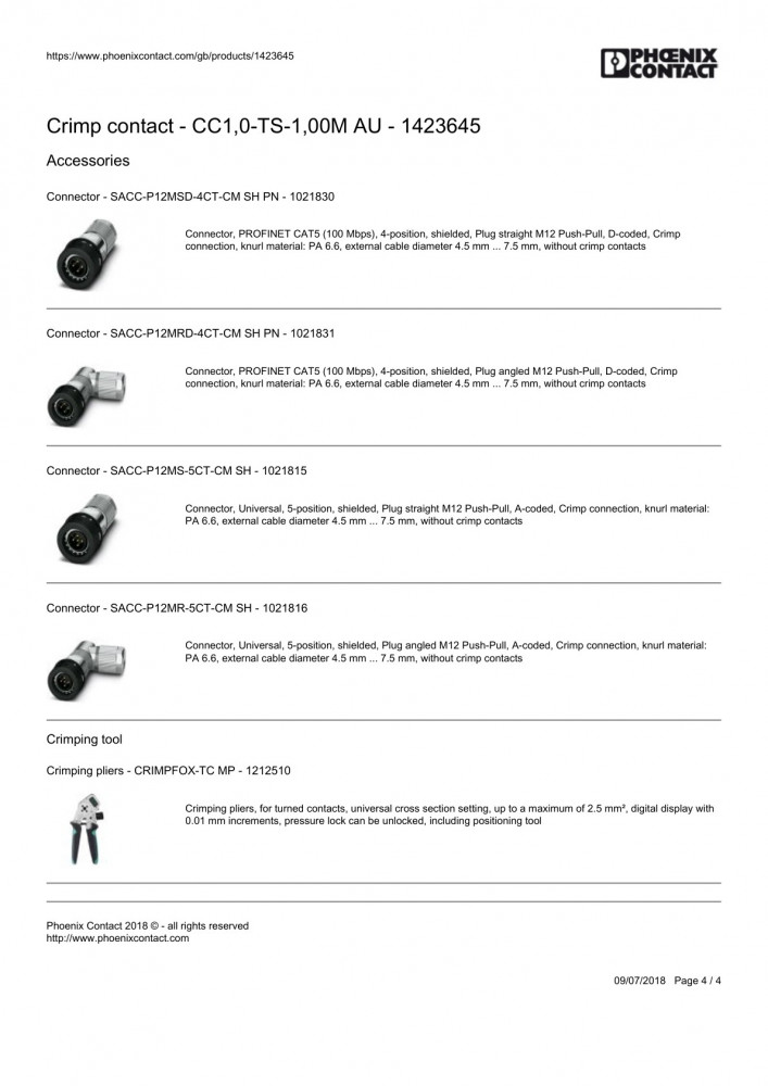 Phoenix Contact 1423645 technical document page 4