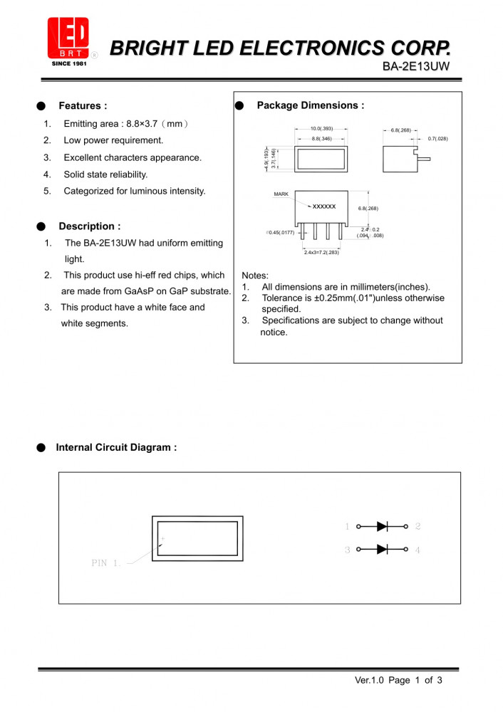 BA-2E13UW datasheet page 1