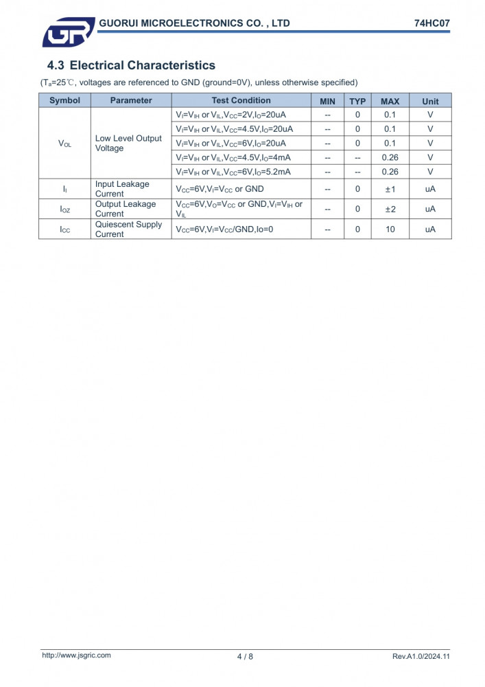 74HC07 datasheet page 4