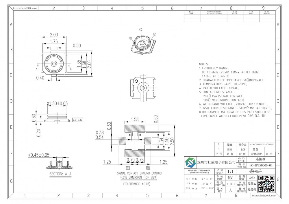 HC-IPEX0060-04 technical drawing