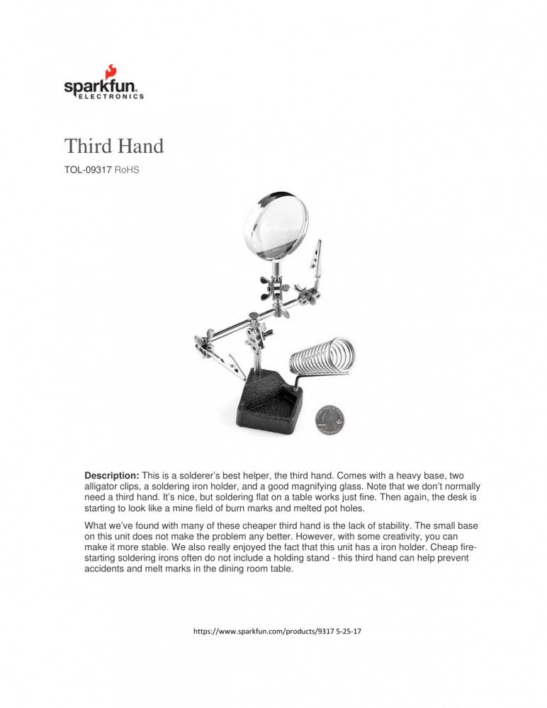 TOL-09317 third-hand soldering aid product visual