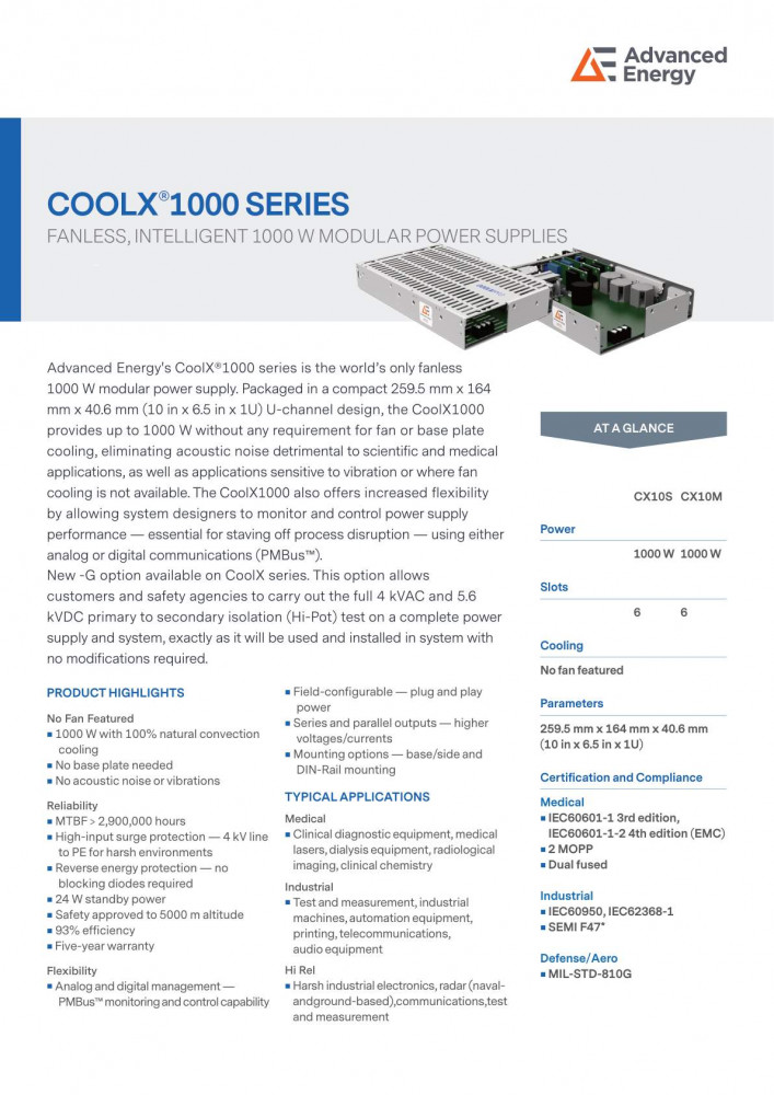 CoolX1000 datasheet page 1
