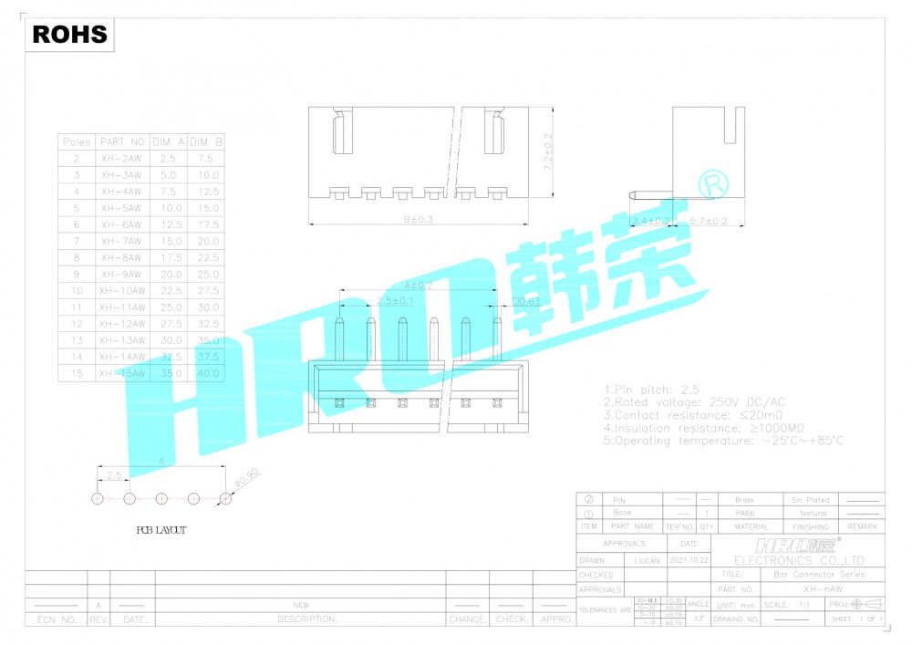 Korean Hroparts Elec XH-2AW technical drawing