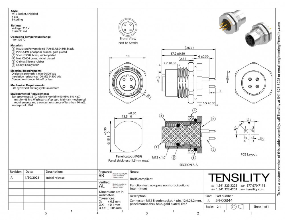 Tensility International 54-00344 product drawing