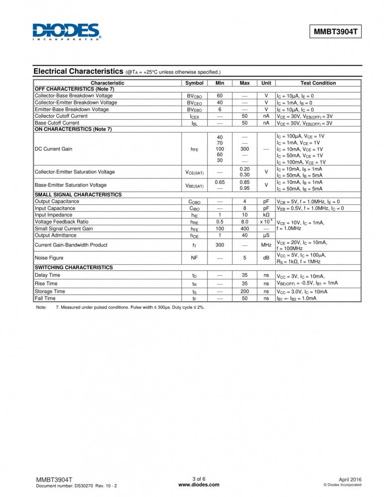 MMBT3904T-7-F datasheet page 3