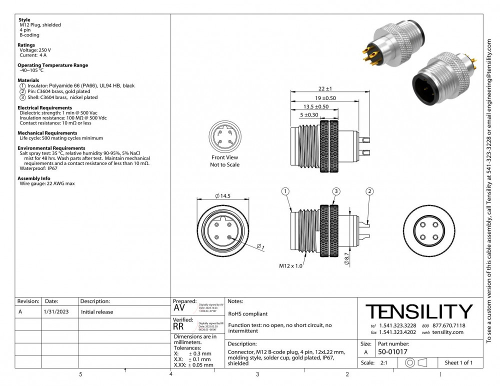Tensility International 50-01017 product drawing