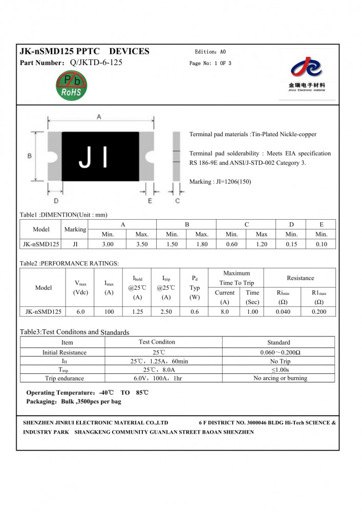 JK-NSMD125-6 technical document page 1