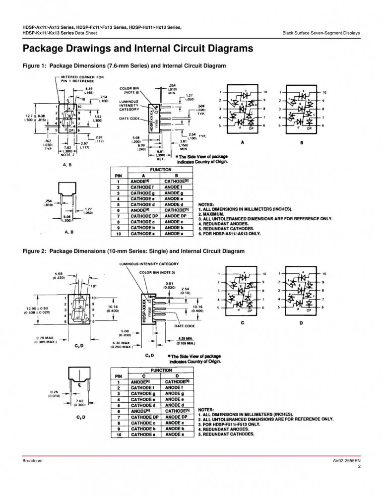HDSP-H213-IJ000 datasheet page 2