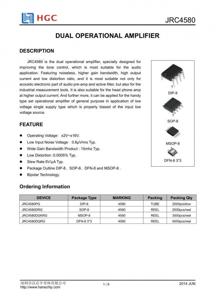 JRC4580 datasheet page 1