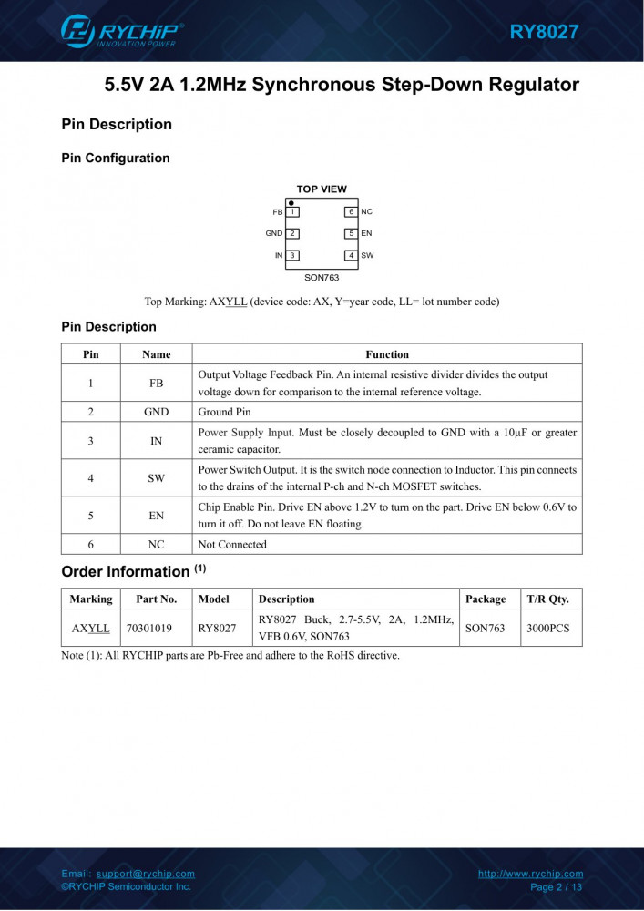 RY8027 datasheet page 2