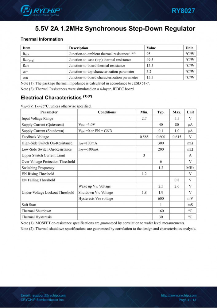 RY8027 datasheet page 4