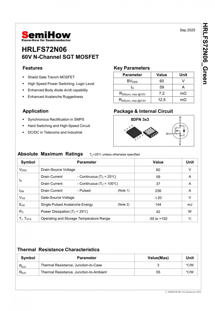 HRLFS72N06 datasheet page 1