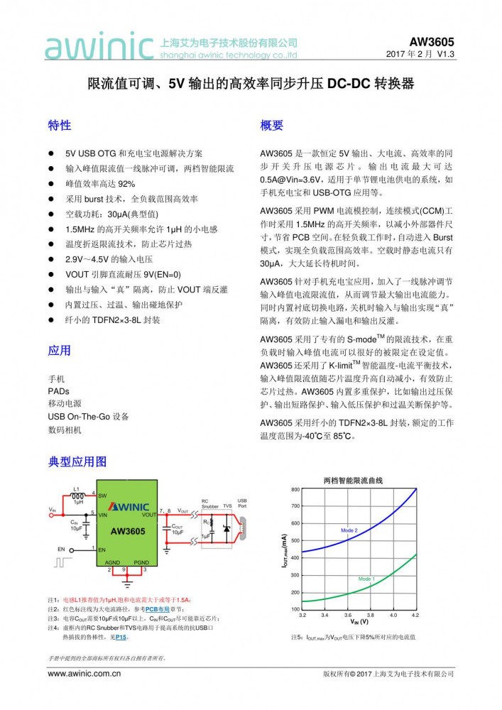 AW3605DNR datasheet page 1