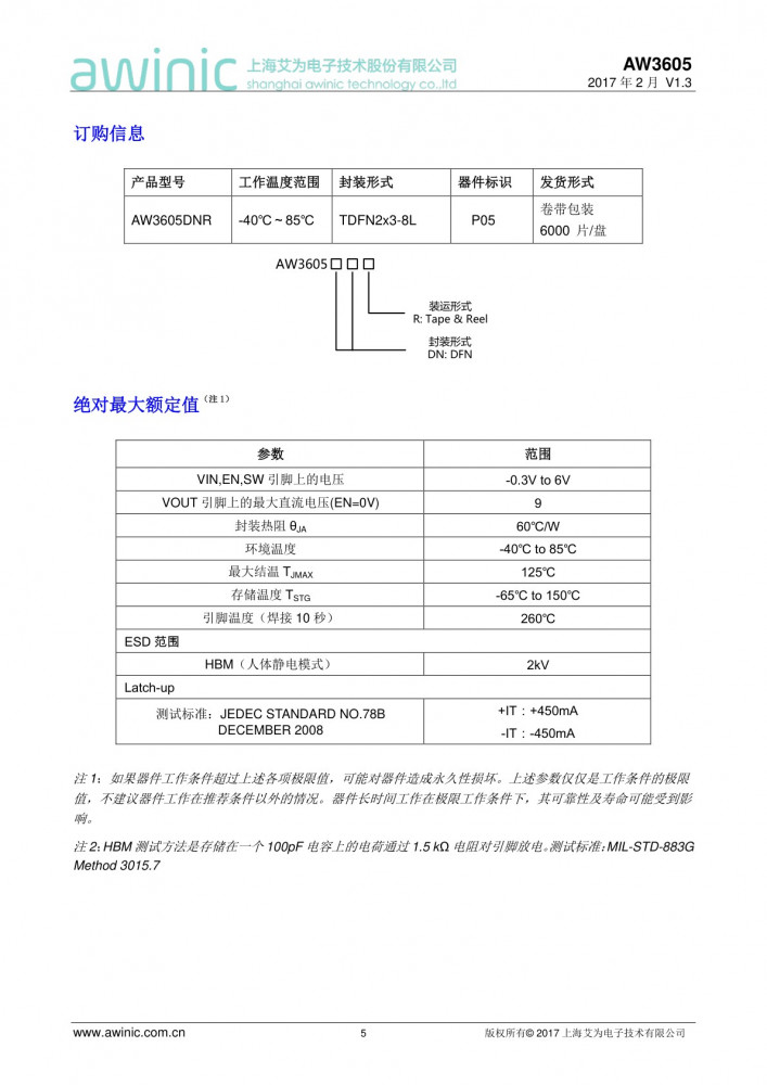 AW3605DNR datasheet page 5