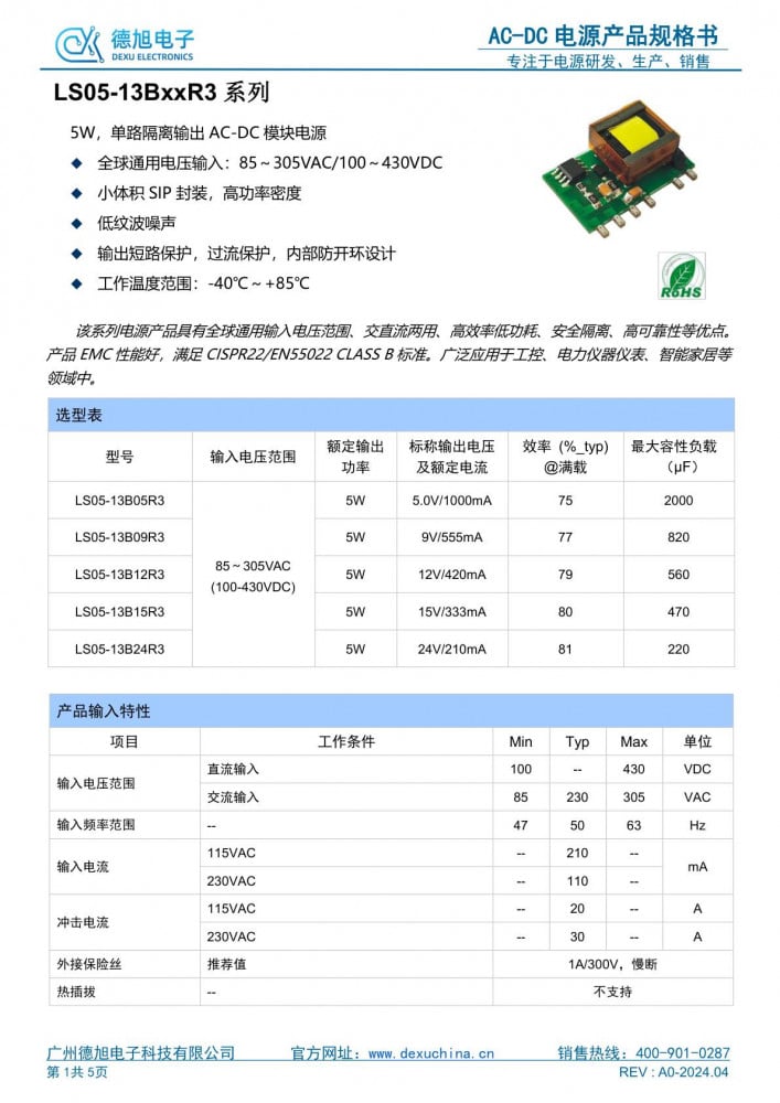 LS05-13B05R3 datasheet page 1