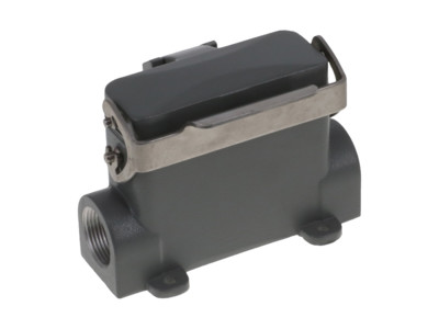 Heavy-Duty Standard (STD) Double Lever Surface Mount Housing, Die-cast Aluminum, with 2 Levers, with Gasket, Size 10B «57x27», Pg29 Thread, High Construction, Grey