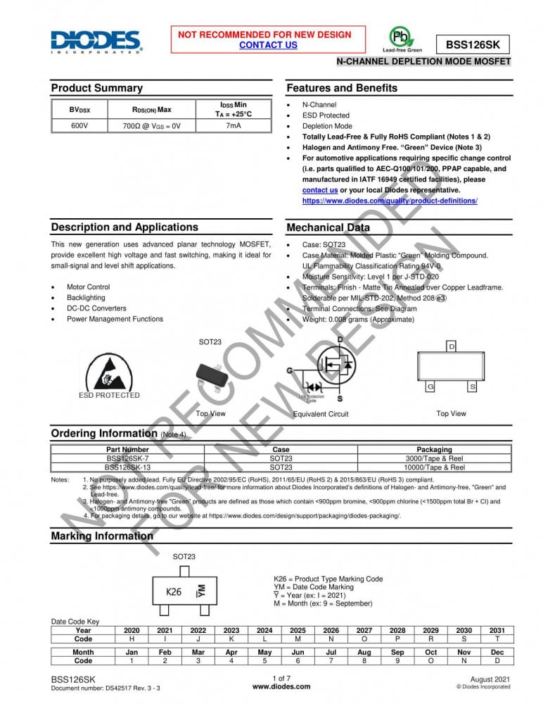 BSS126SK-13 datasheet page 1