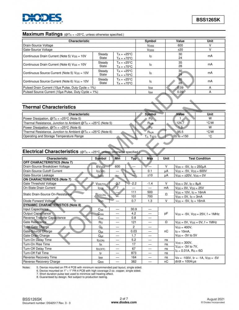 BSS126SK-13 datasheet page 2