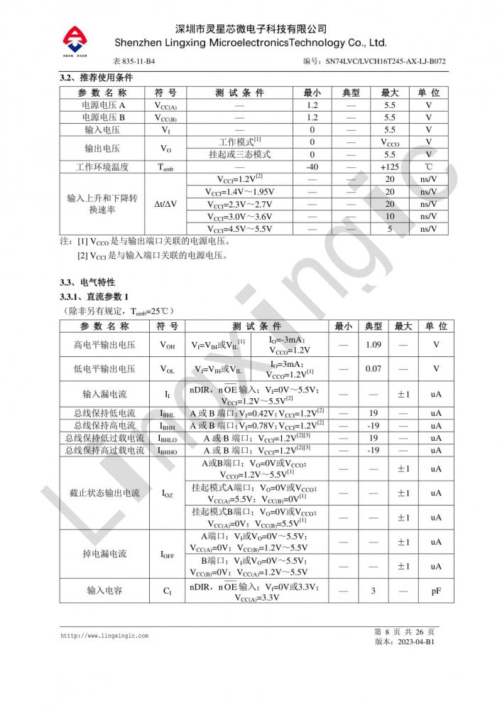 Datasheet page 8