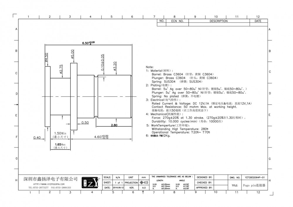 YZ72832064P-01 specification page 3