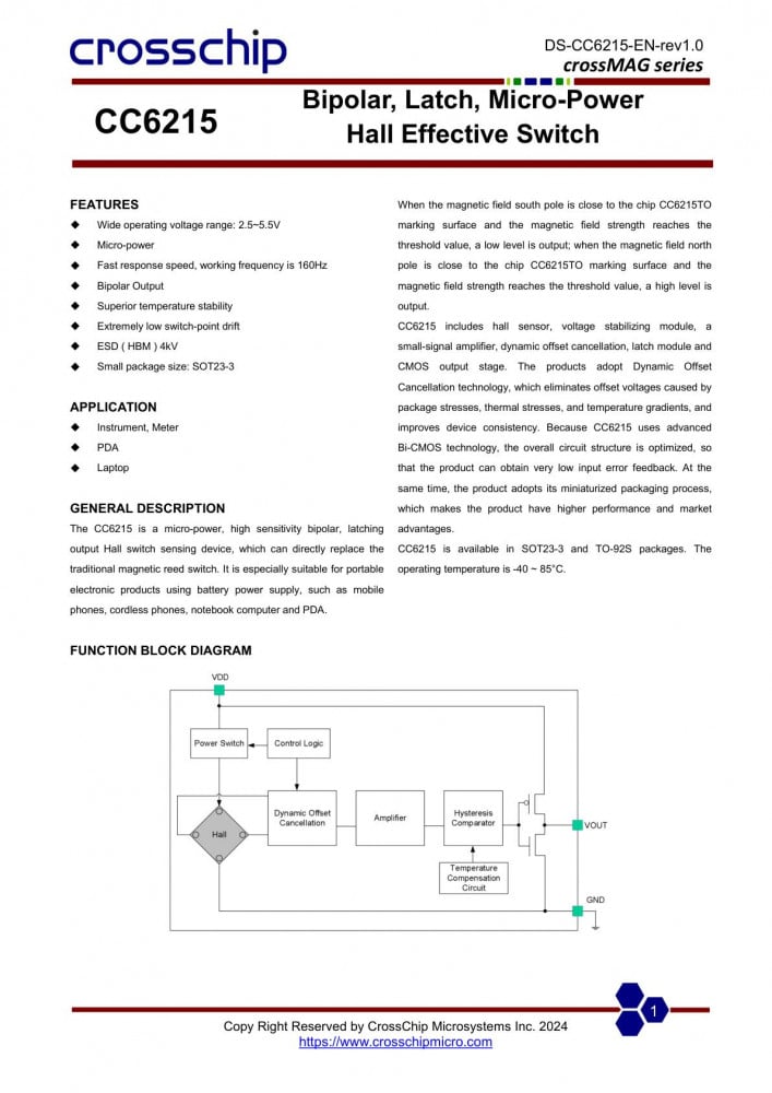 CC6215ST datasheet page 1