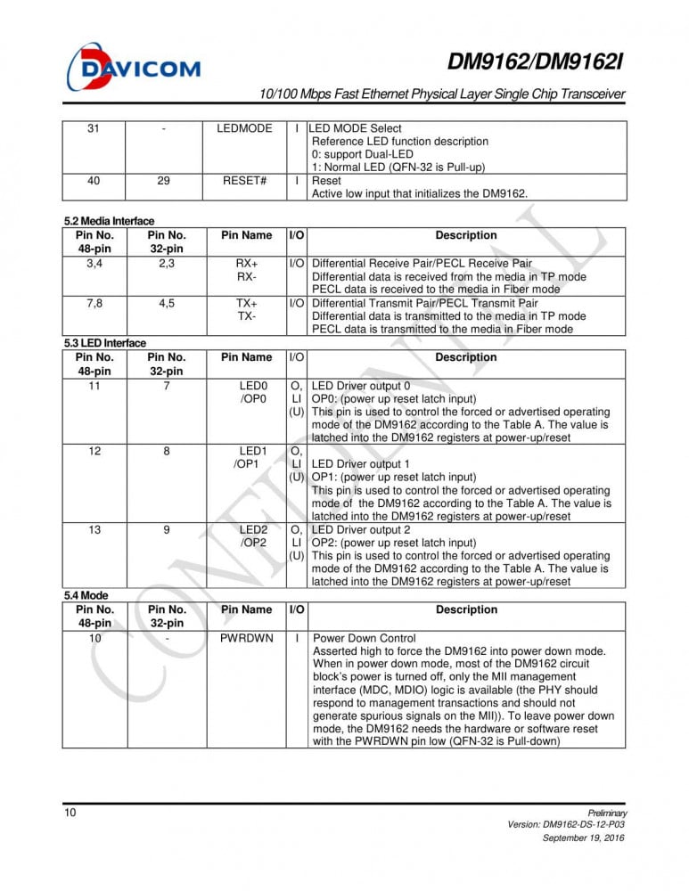 DM9162 datasheet page 10