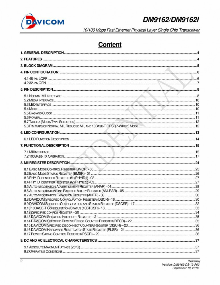 DM9162 datasheet page 2