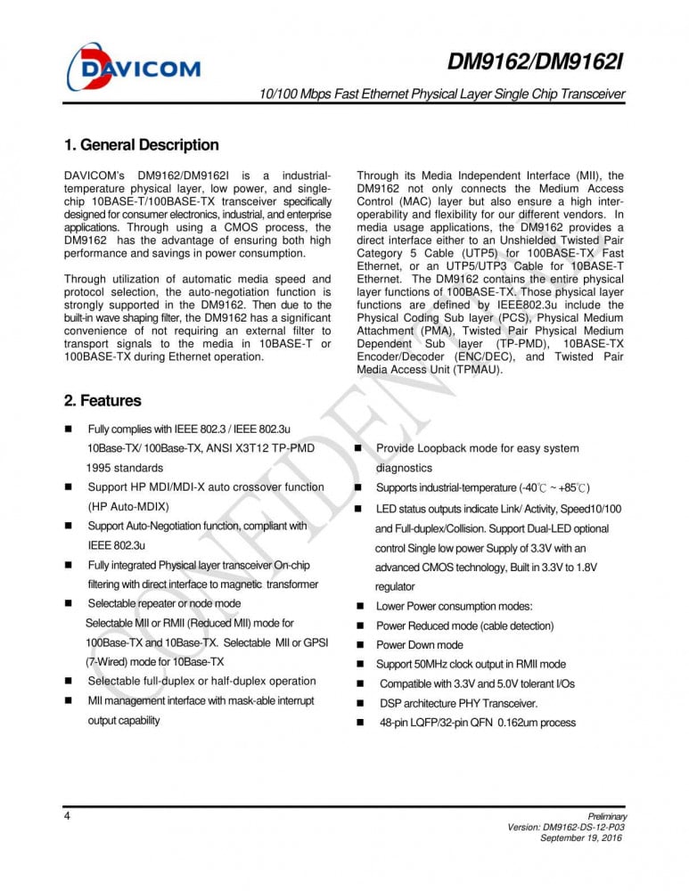 DM9162 datasheet page 4