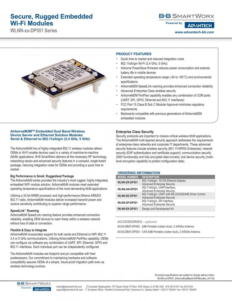 BB-WLNN-SP-DP551 technical document page 1