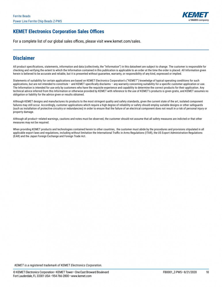 KEMET Z-PWS datasheet page 10