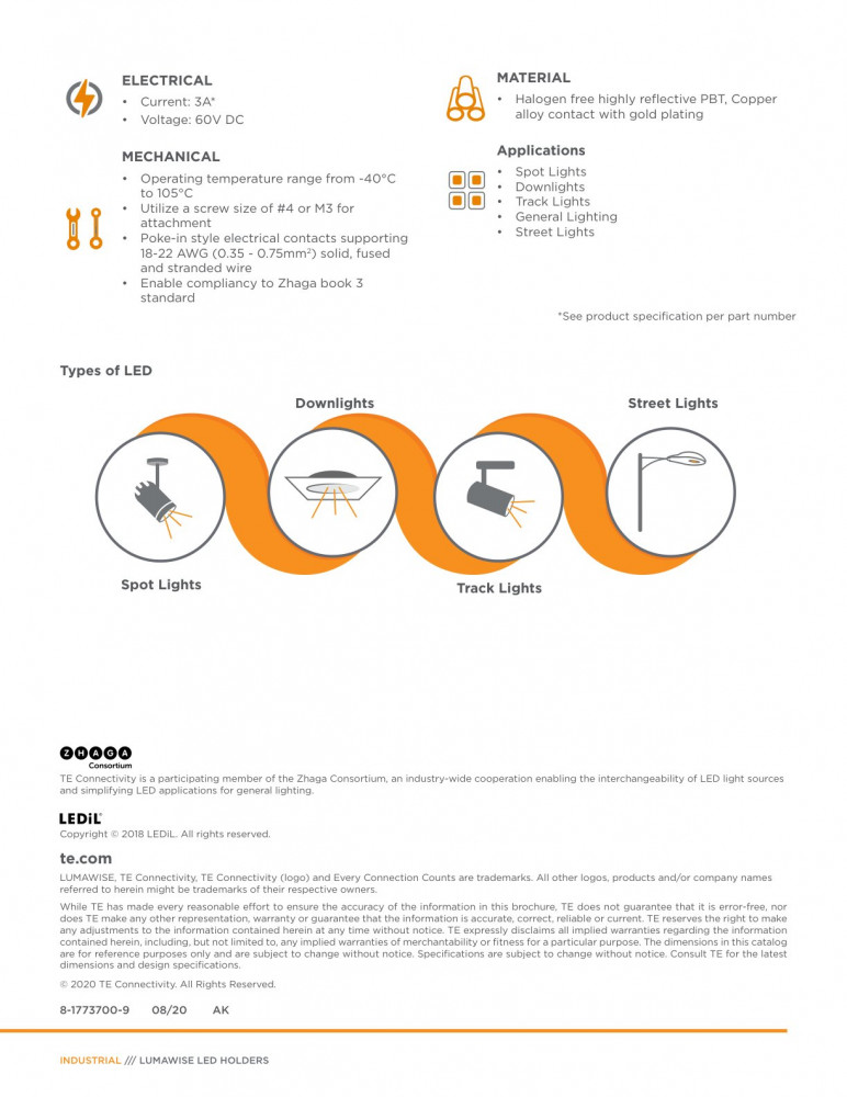 TE Connectivity LUMAWISE LED holder technical document page 2