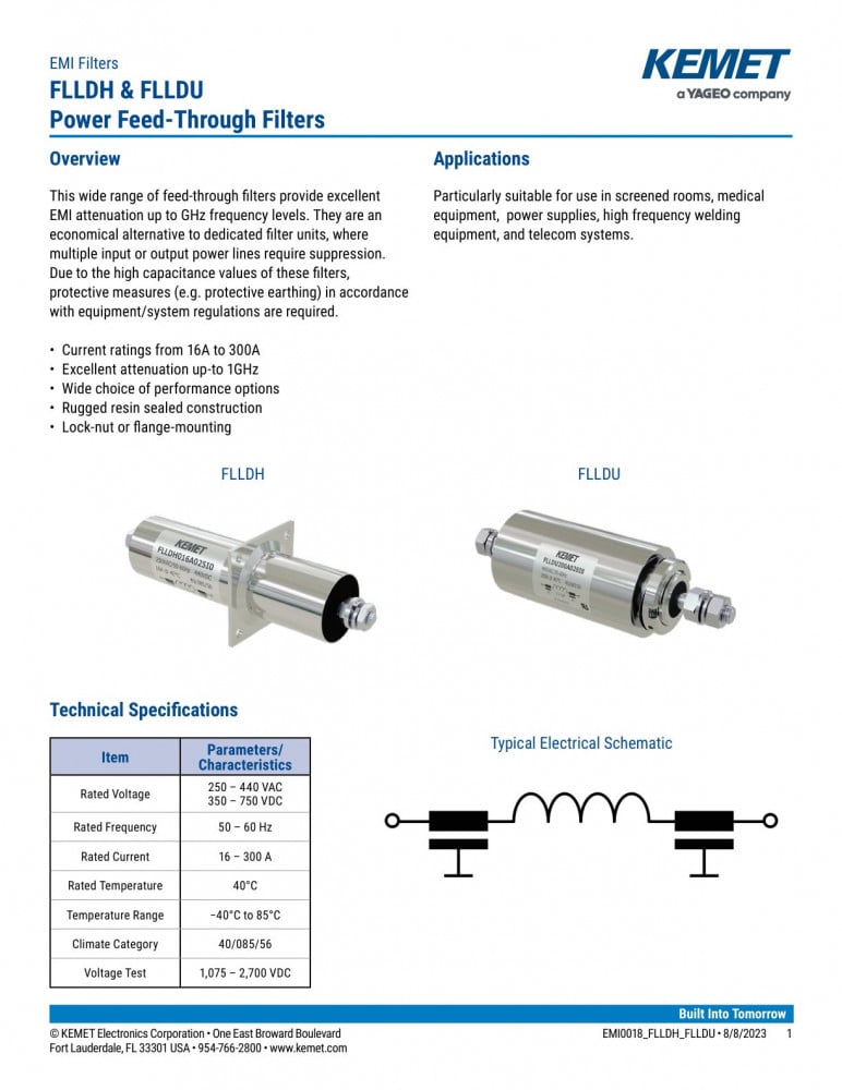 KEMET FLLDU datasheet page 1