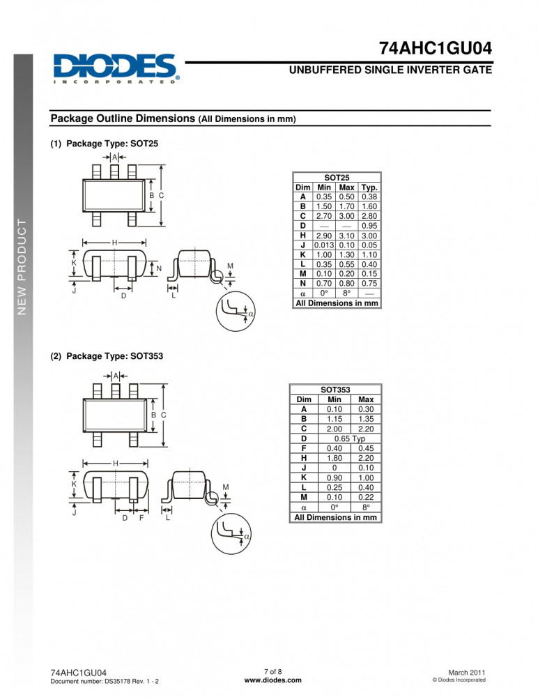 74AHC1GU04SE-7 datasheet page 7