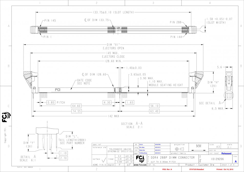 Amphenol 10129206 drawing page 1