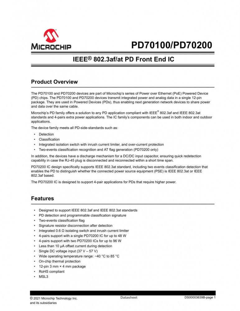 PD70200 datasheet page 1