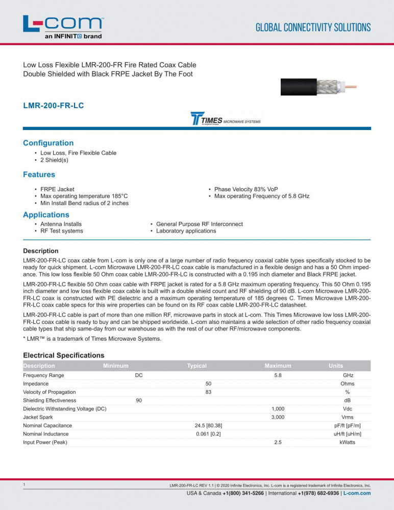 LMR-200-FR-LC datasheet page 1