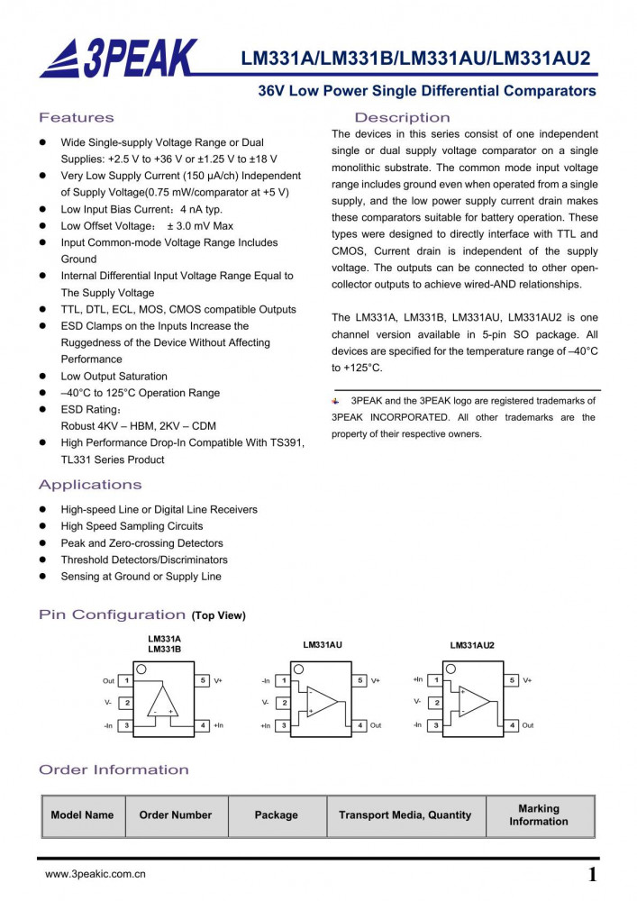 LM331AU-S5TR datasheet page 1