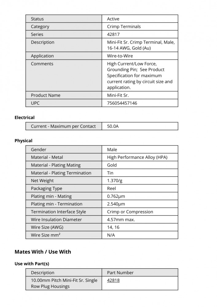 MOLEX 428170142 technical document, page image 2