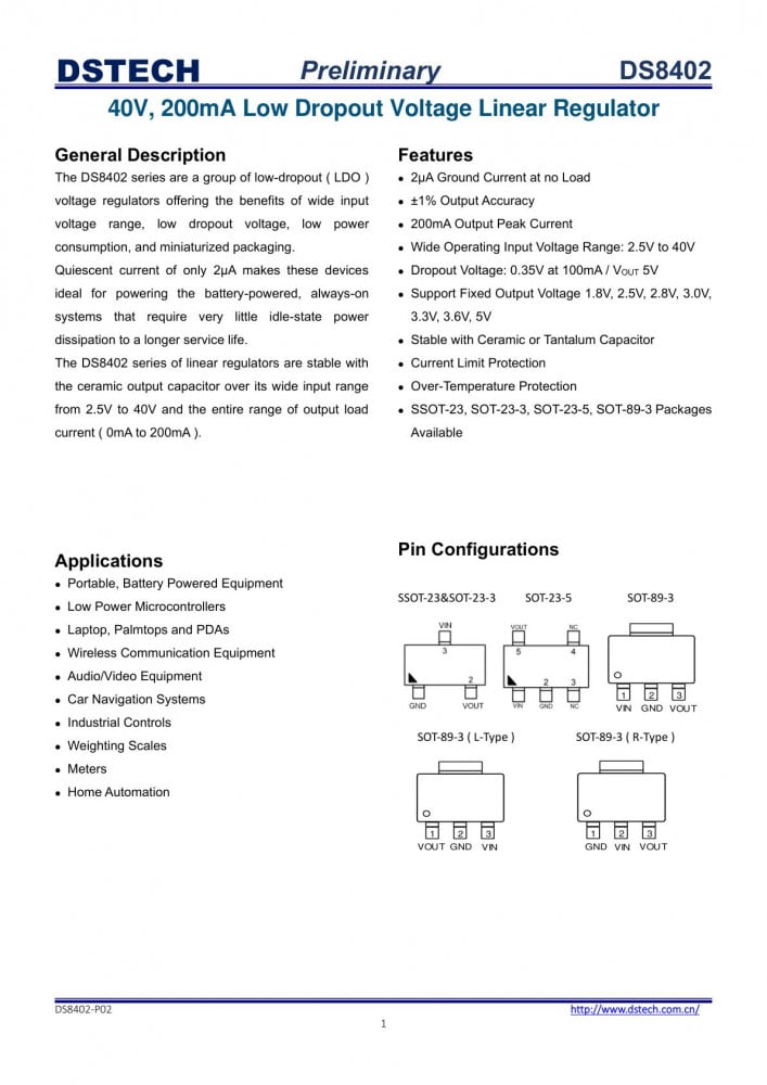 DS8402 datasheet page 1